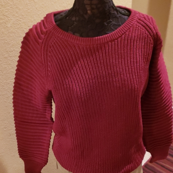 mark. | Sweaters | Burgundy Sweater With Ridge Sleeves | Poshmark